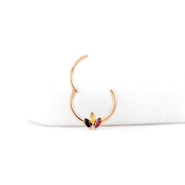 Colours Solid Gold Nose Clicker | Aboriginal Flag Jewellery