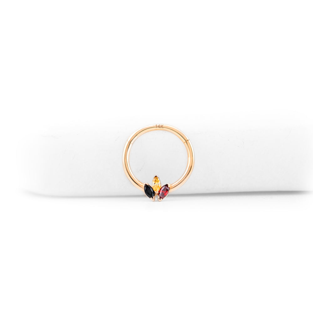 Colours Solid Gold Nose Clicker | Aboriginal Flag Jewellery