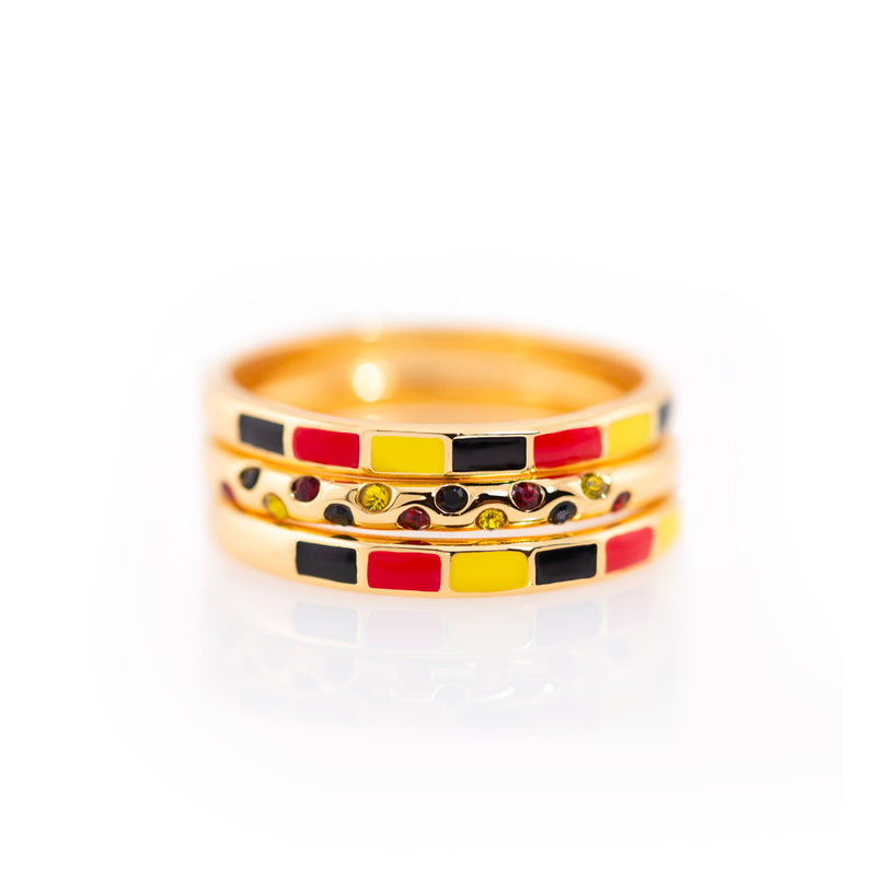 Petite Colour Trio | Aboriginal Flag Rings