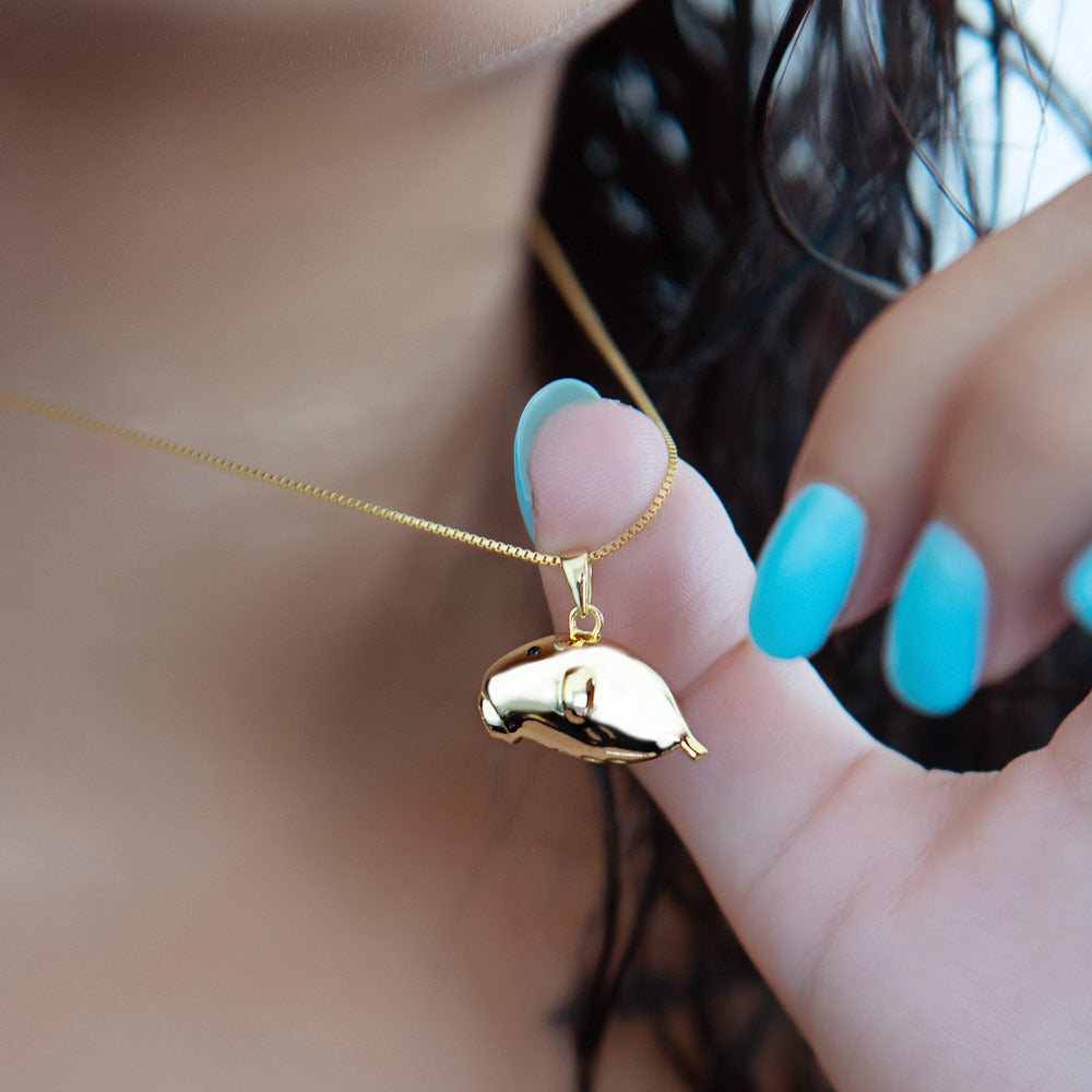 Gold Dugong Pendant | Aboriginal and Torres Strait Islander Jewellery